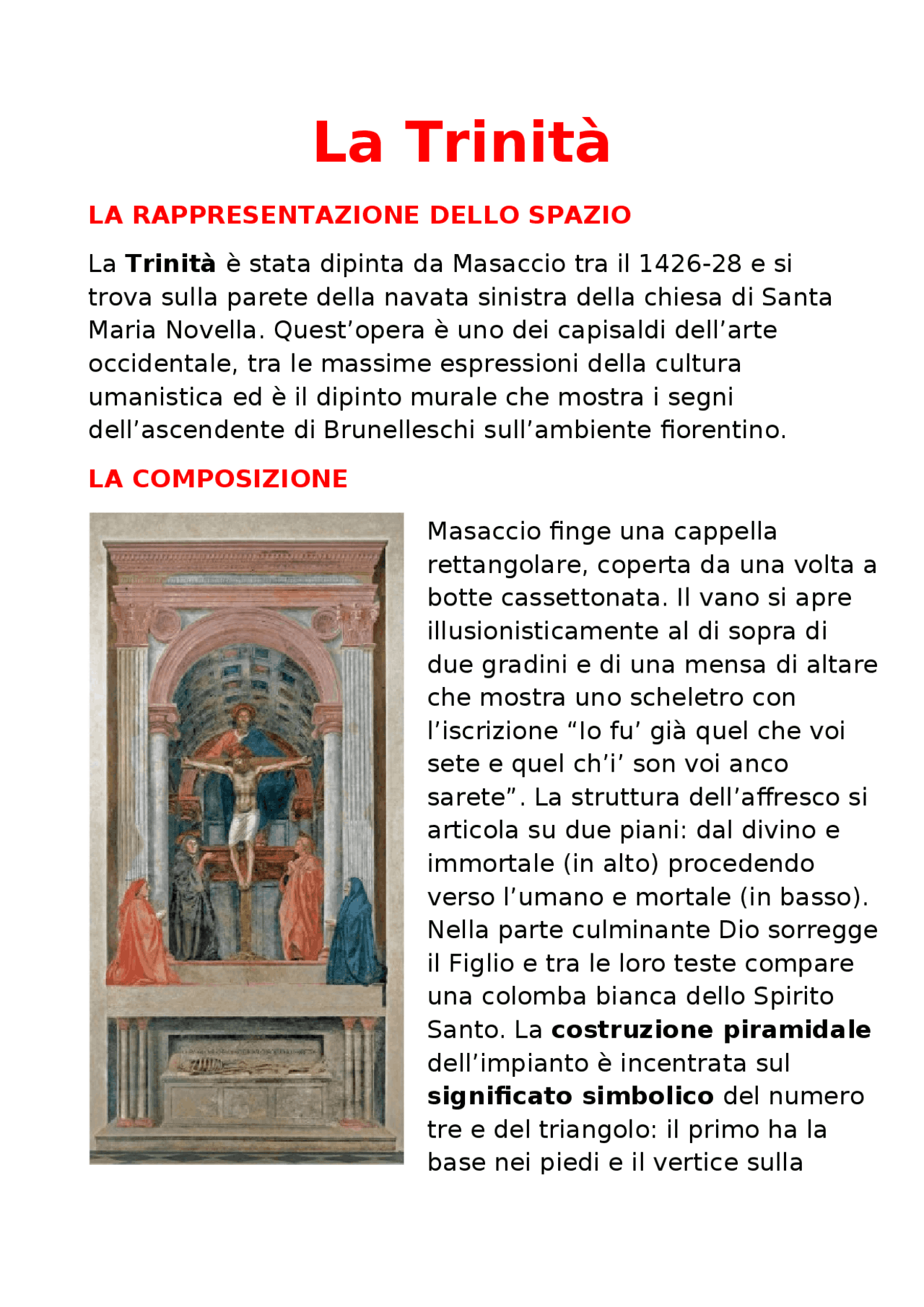 La Trinità di Masaccio - Docsity