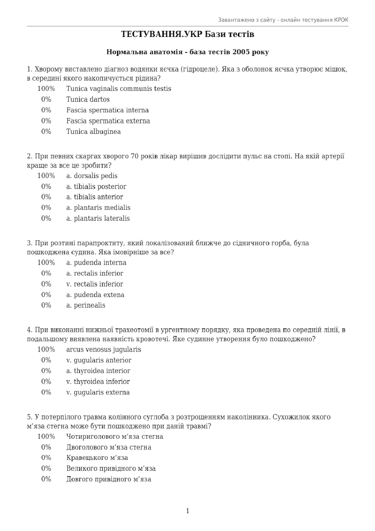 Anatomy Test Database Exams Anatomy Docsity
