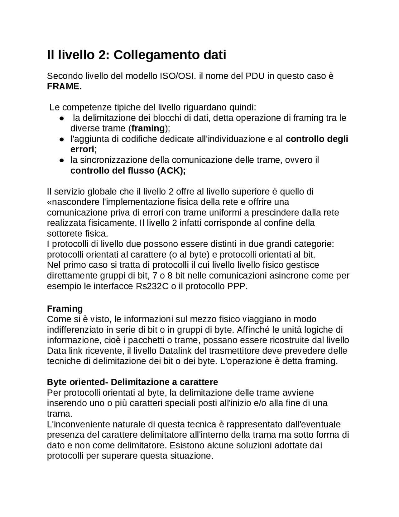 Data Link Il Secondo Livello Del Modello Isoosi Docsity