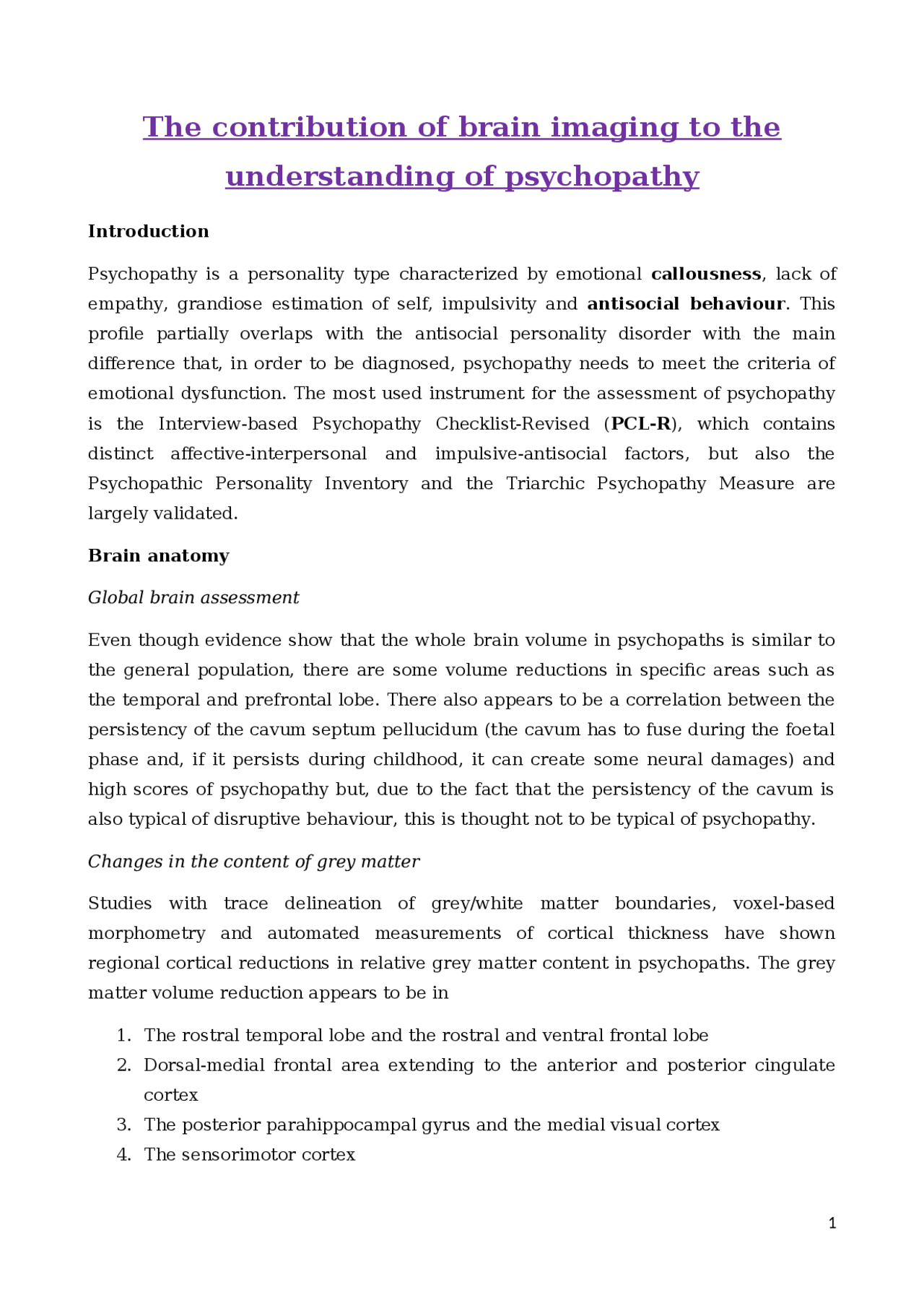 The contribution of brain imaging to the understanding of psychopathy ...