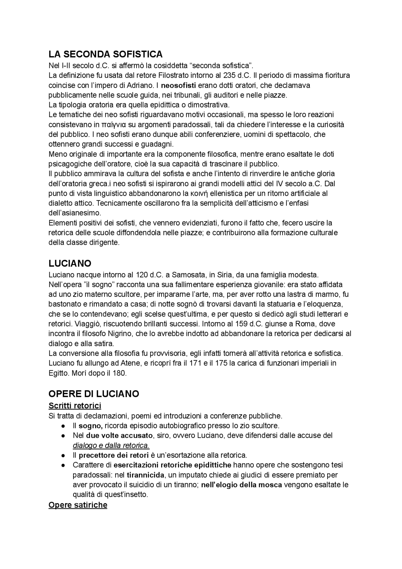 Seconda sofistica e Luciano - Docsity