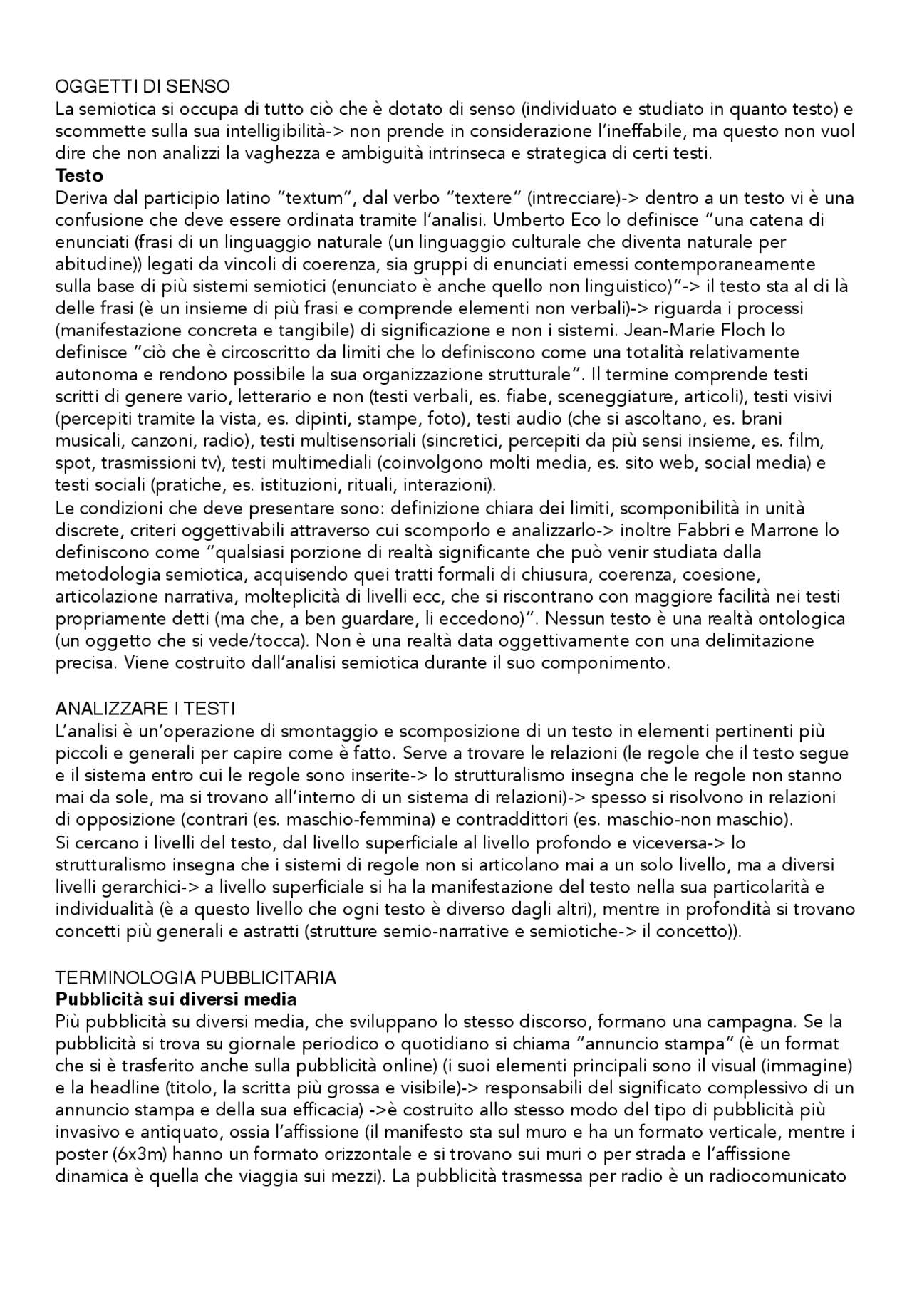 Semiotica E Storytelling Scienze Della Comunicazione Unibo Docsity