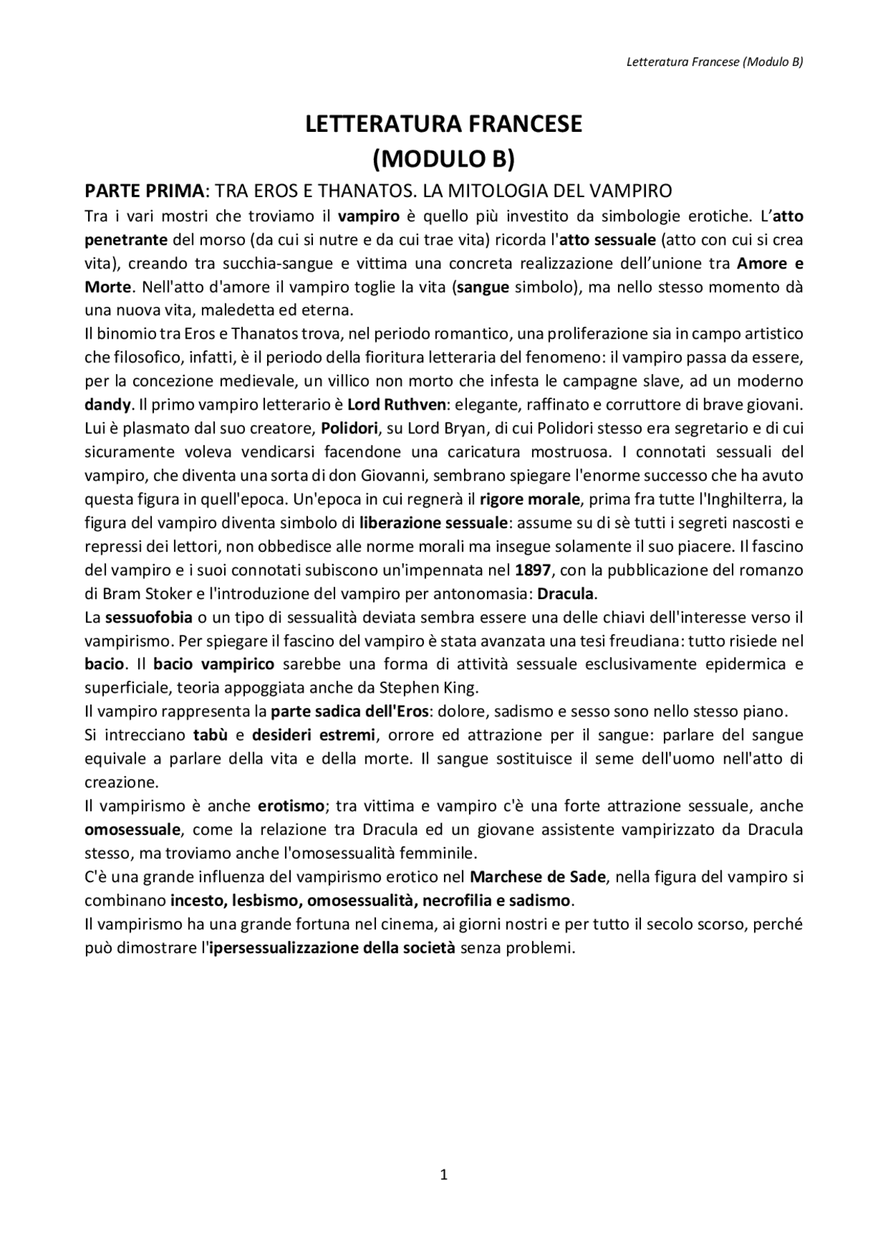 Letteratura Francese Modulo B Docsity
