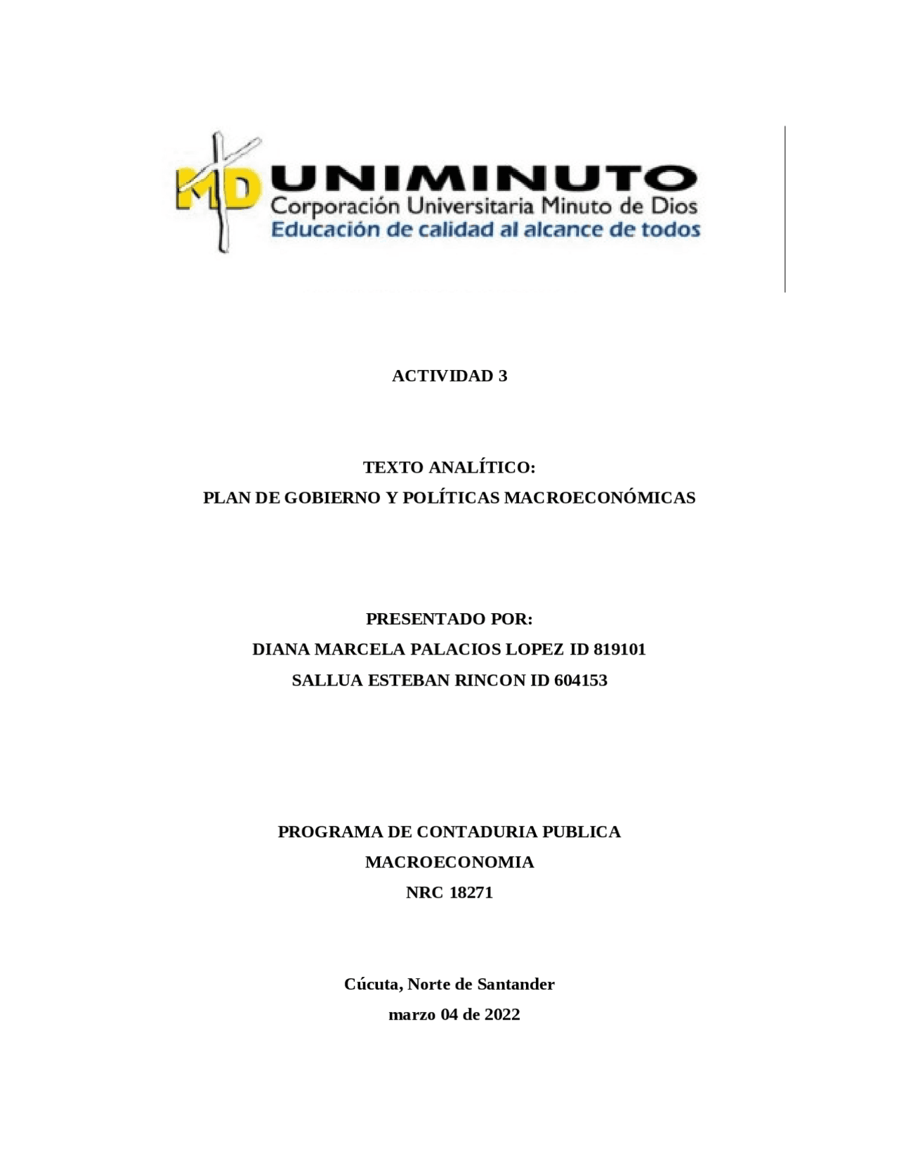 Texto Analitico Plan De Gobierno Monografías Ensayos De
