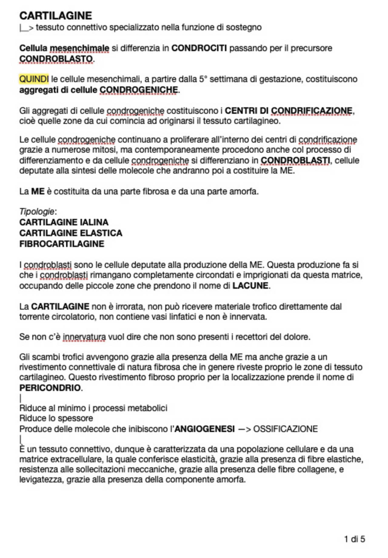 Cartilagine E Tessuto Osseo Docsity