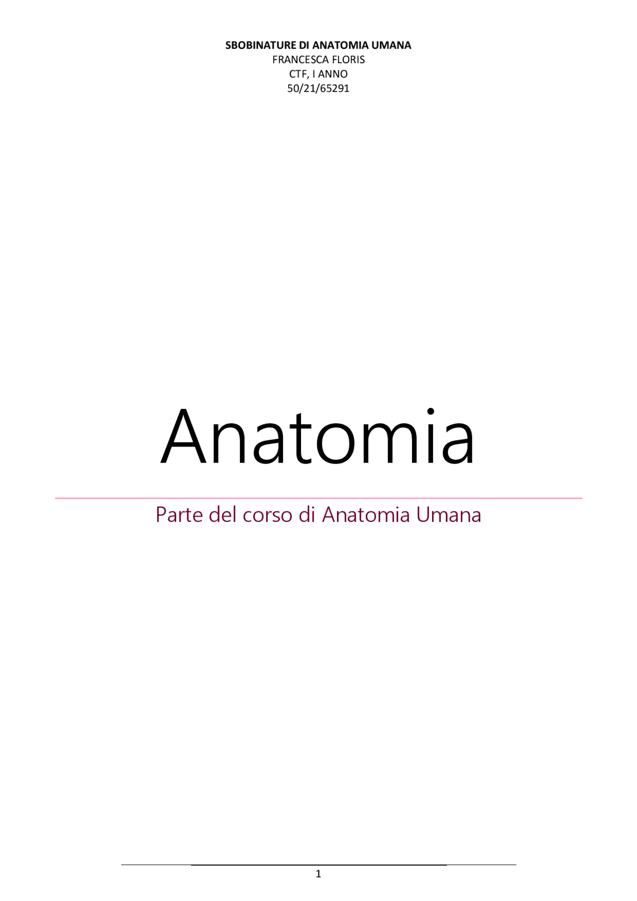 Sbobinature Di Anatomia Umana Docsity
