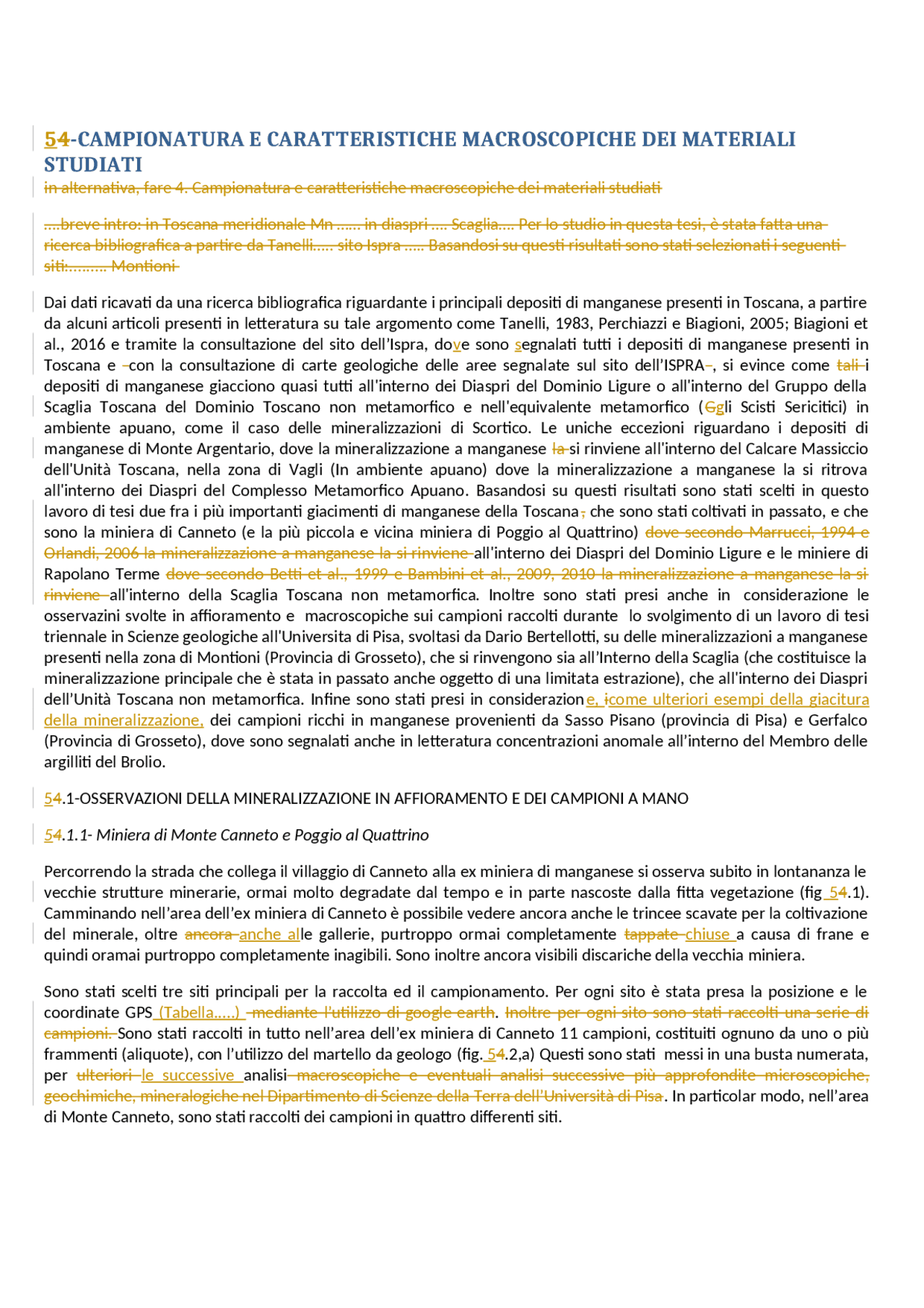 Capitolo tesi; campionatura - Docsity