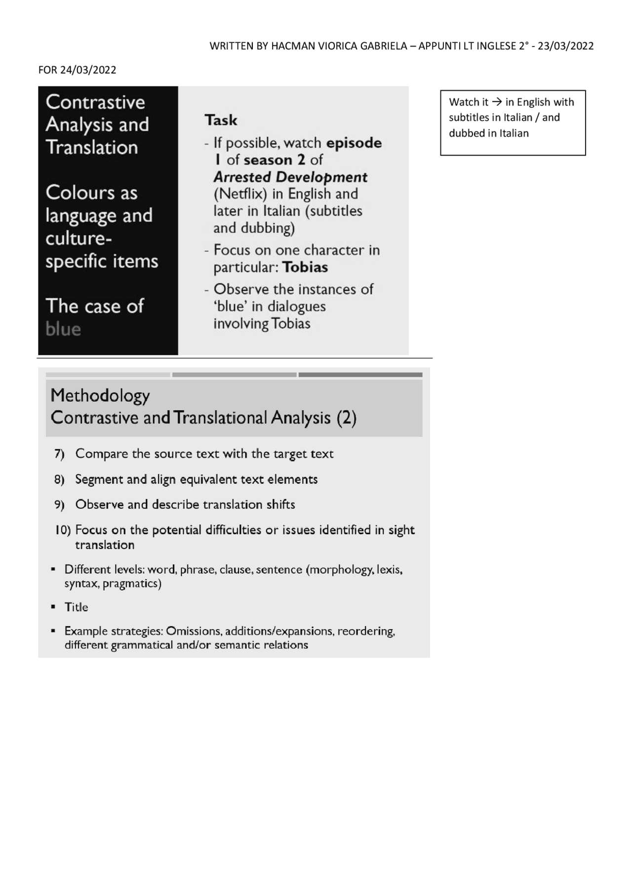 Contrastive Analysis Docsity