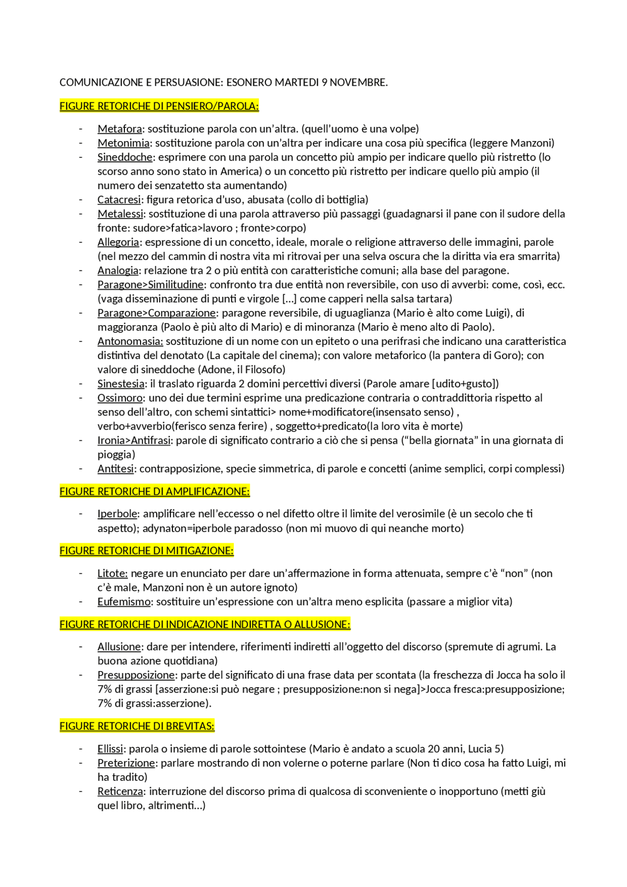 SCHEMA/MINI SINTESI delle figure retoriche del MANUALETTO DELLE FIGURE ...