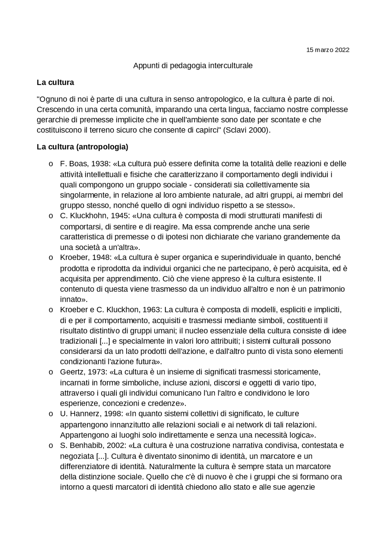 Appunti Di Pedagogia Interculturale 15 Marzo 2022 Prof Ius Docsity