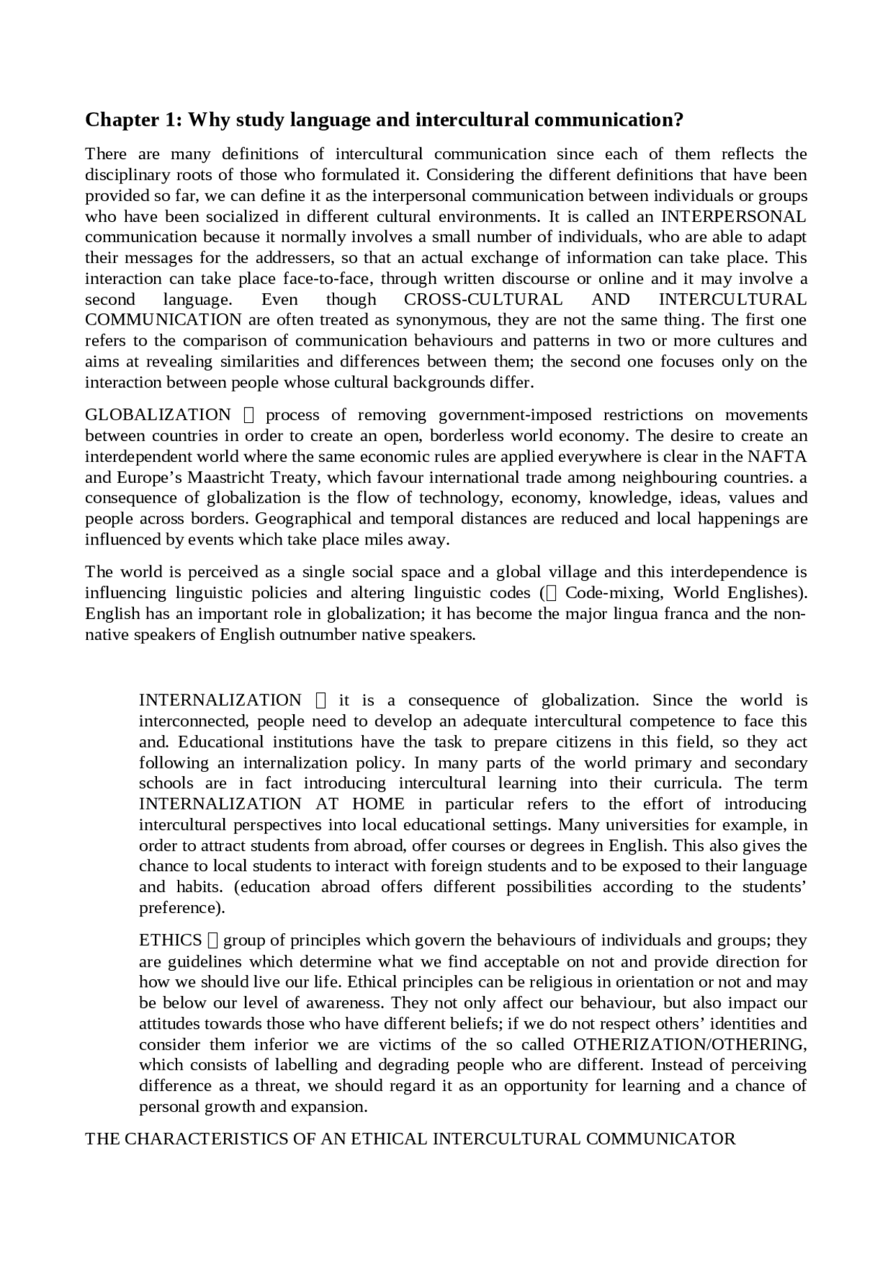 Capitolo uno del libro Introducing Language and Intercultural ...