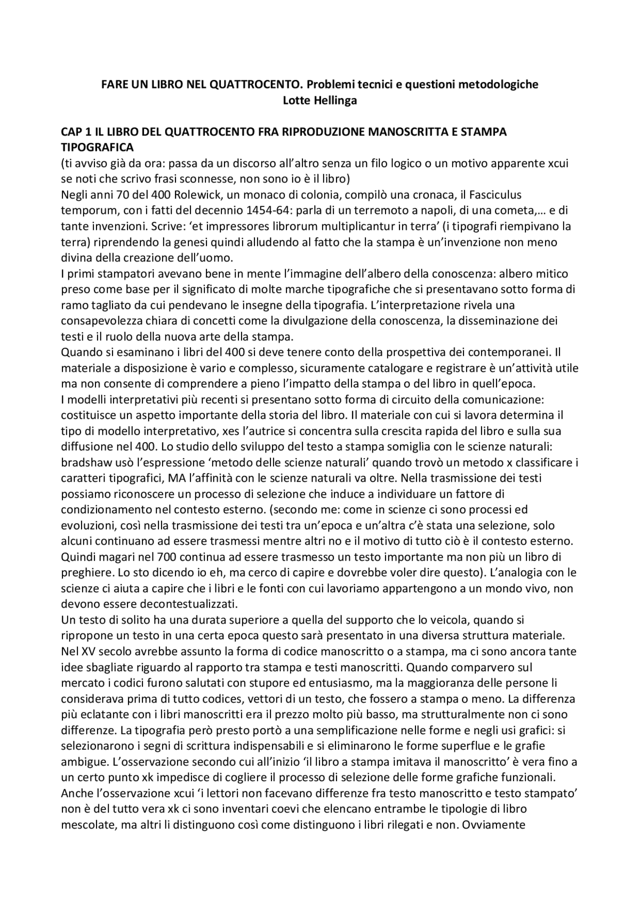 Hellinga Fare Un Libro Nel Quattrocento Docsity