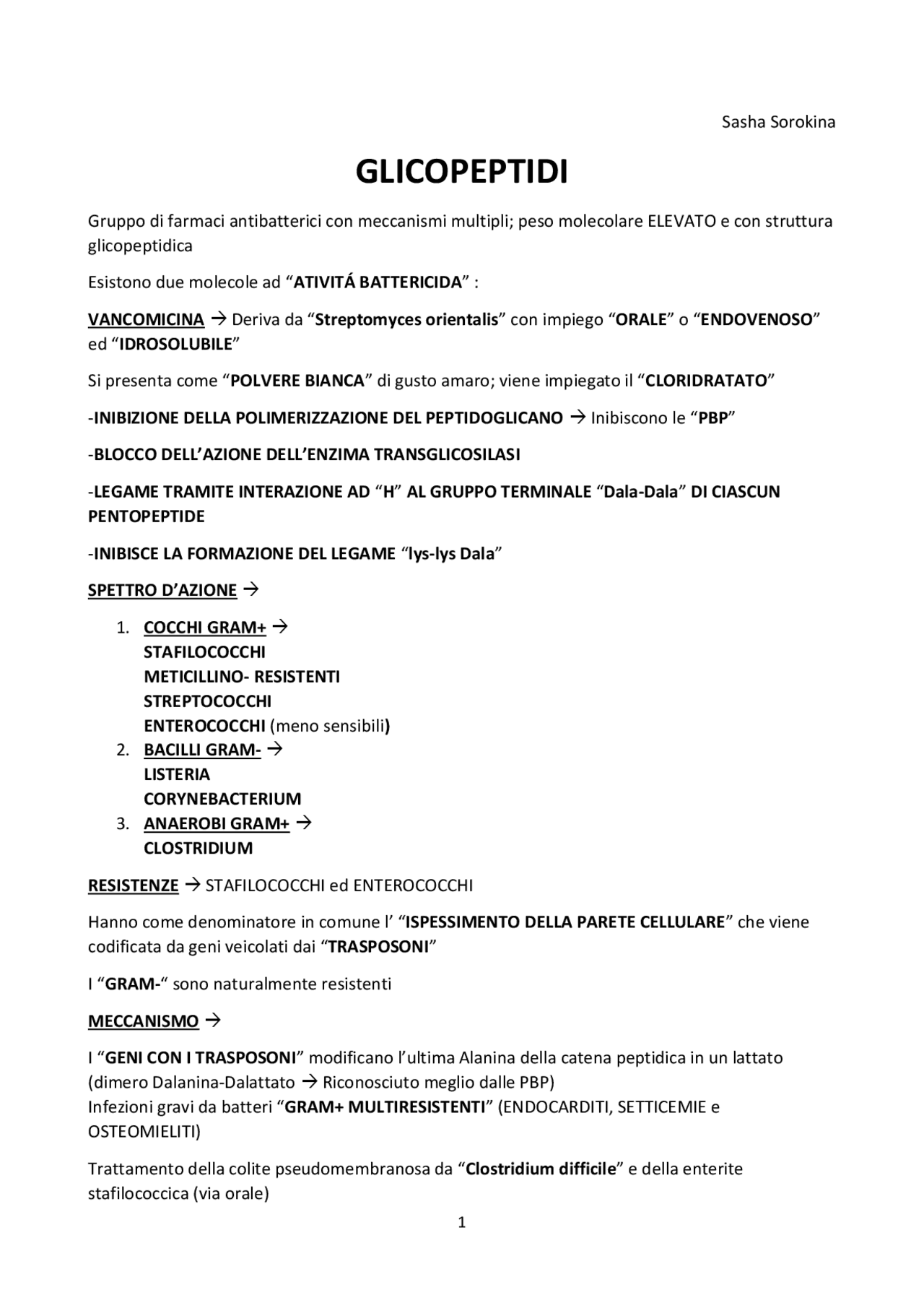 GLICOPEPTIDI e GLICILGLICINE - Docsity