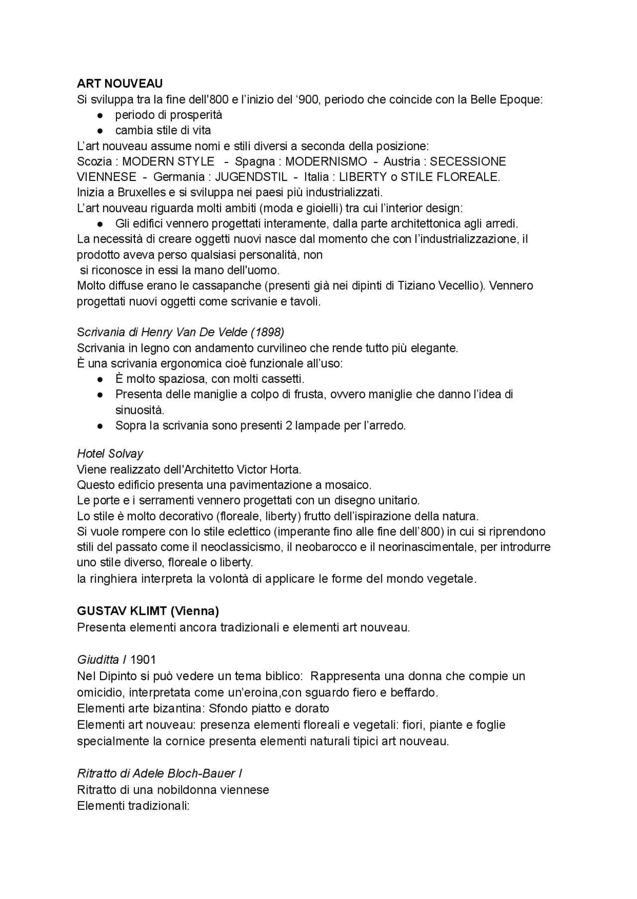 Appunti Sullart Nouveau Klimt E I Fauves Docsity