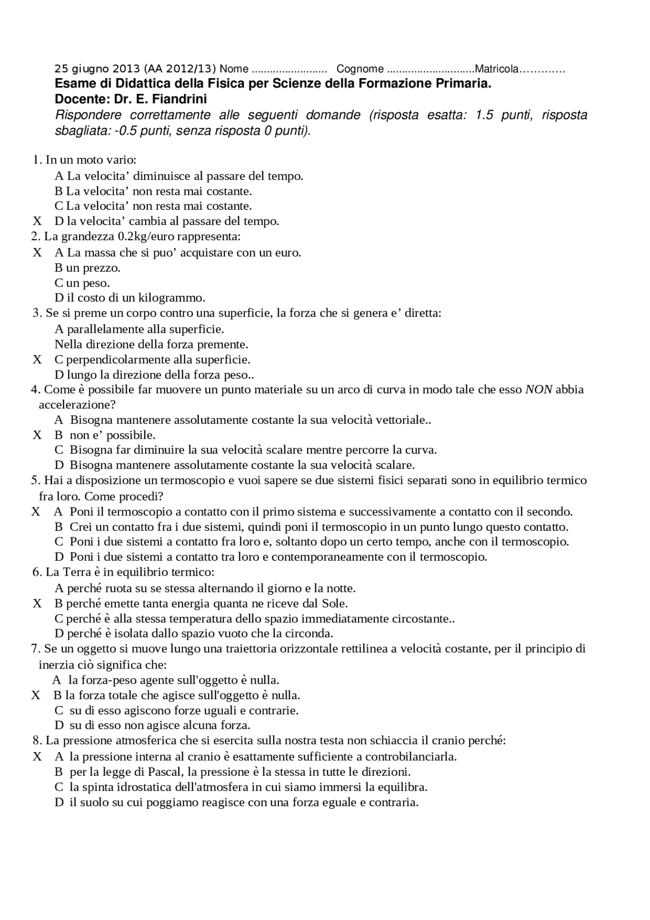 Esame Di Fondamenti Di Informatica Docsity