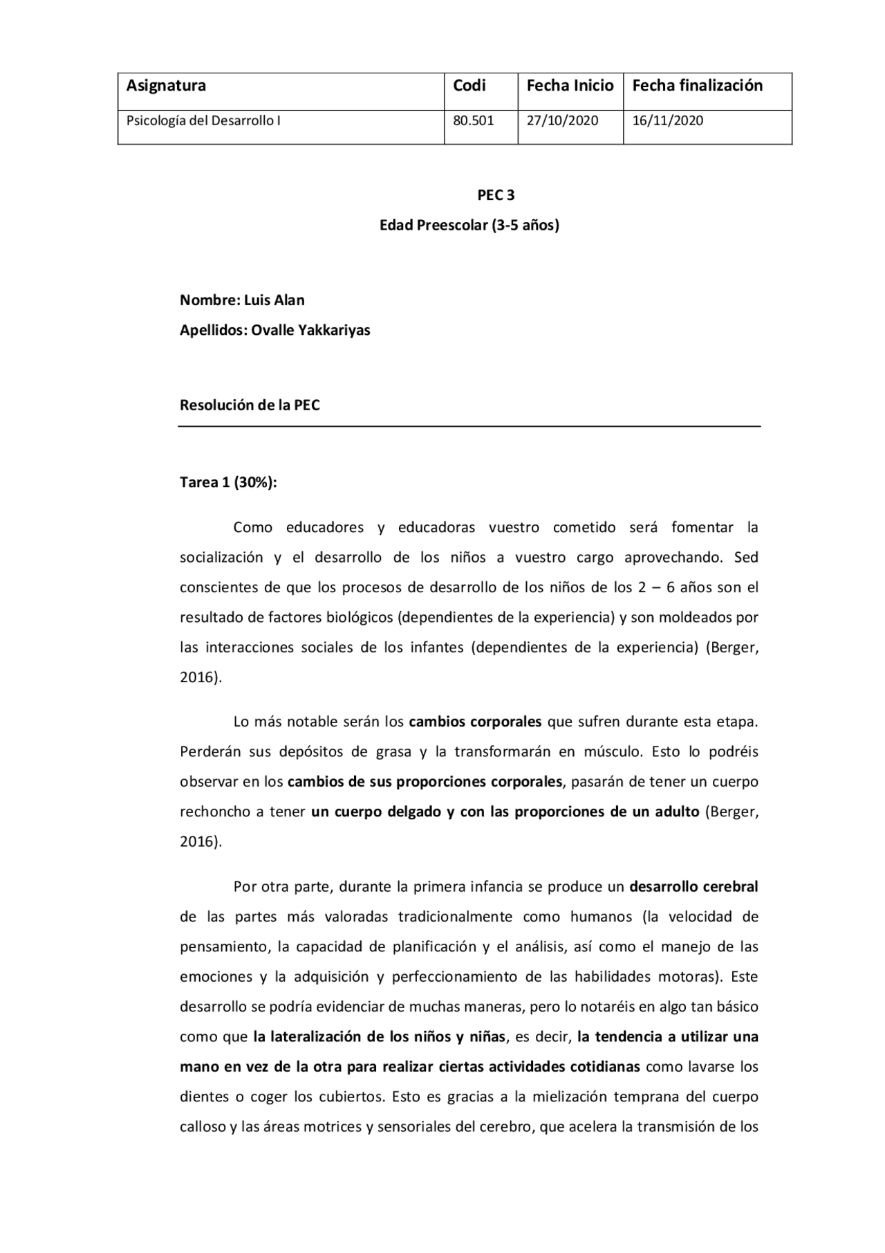 Pec3 Psicología Del Desarrollo I Docsity