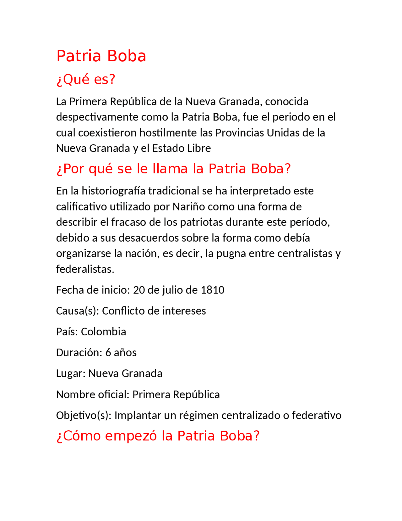 Patria boba colombiana | Diapositivas de Humanidades y Ciencias ...