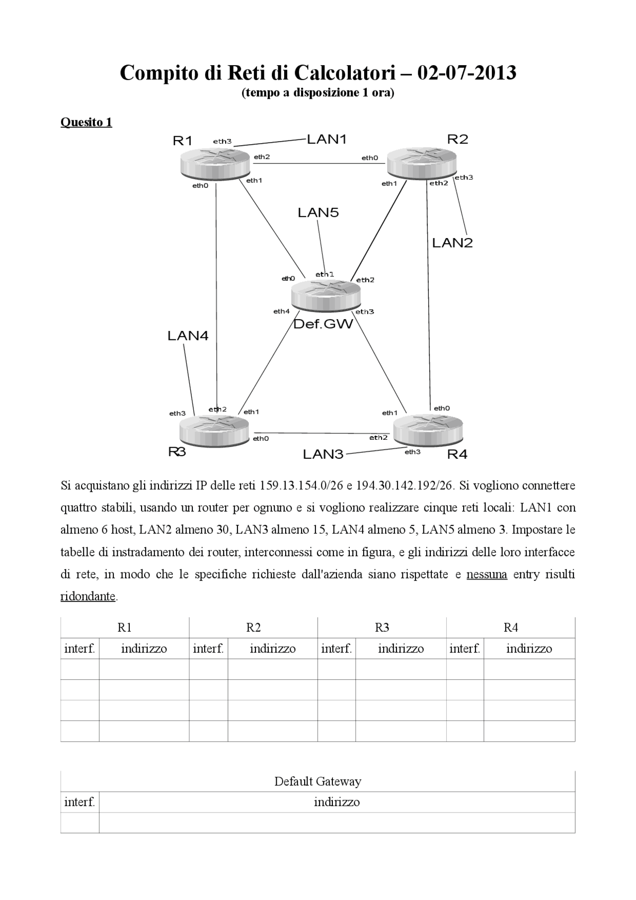 Compito Di Reti Di Calcolatori Prove Desame Di Reti Di Calcolatori