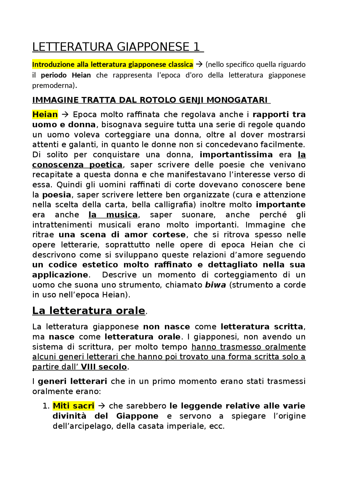 Letteratura Giapponese 1 Docsity