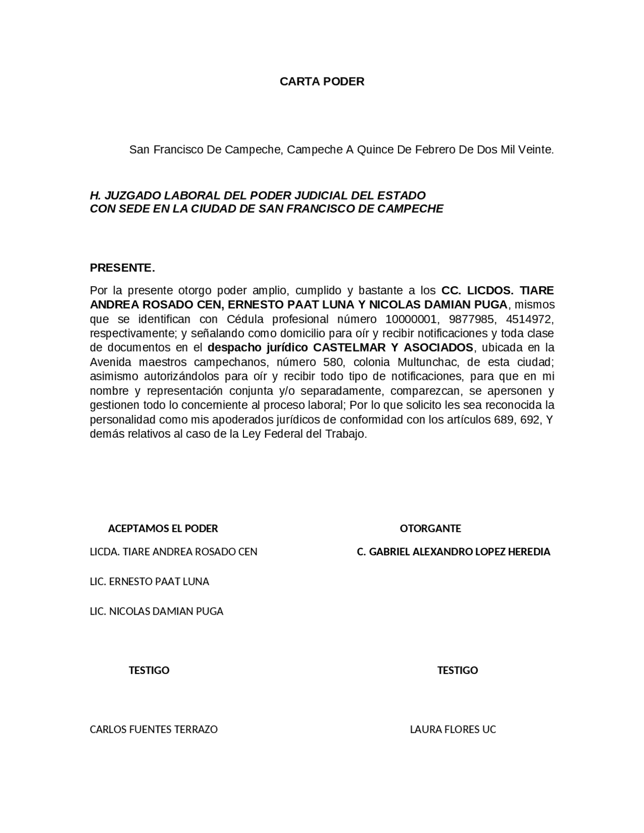Carta poder sus estructura como se elabora | Ejercicios de Derecho ...
