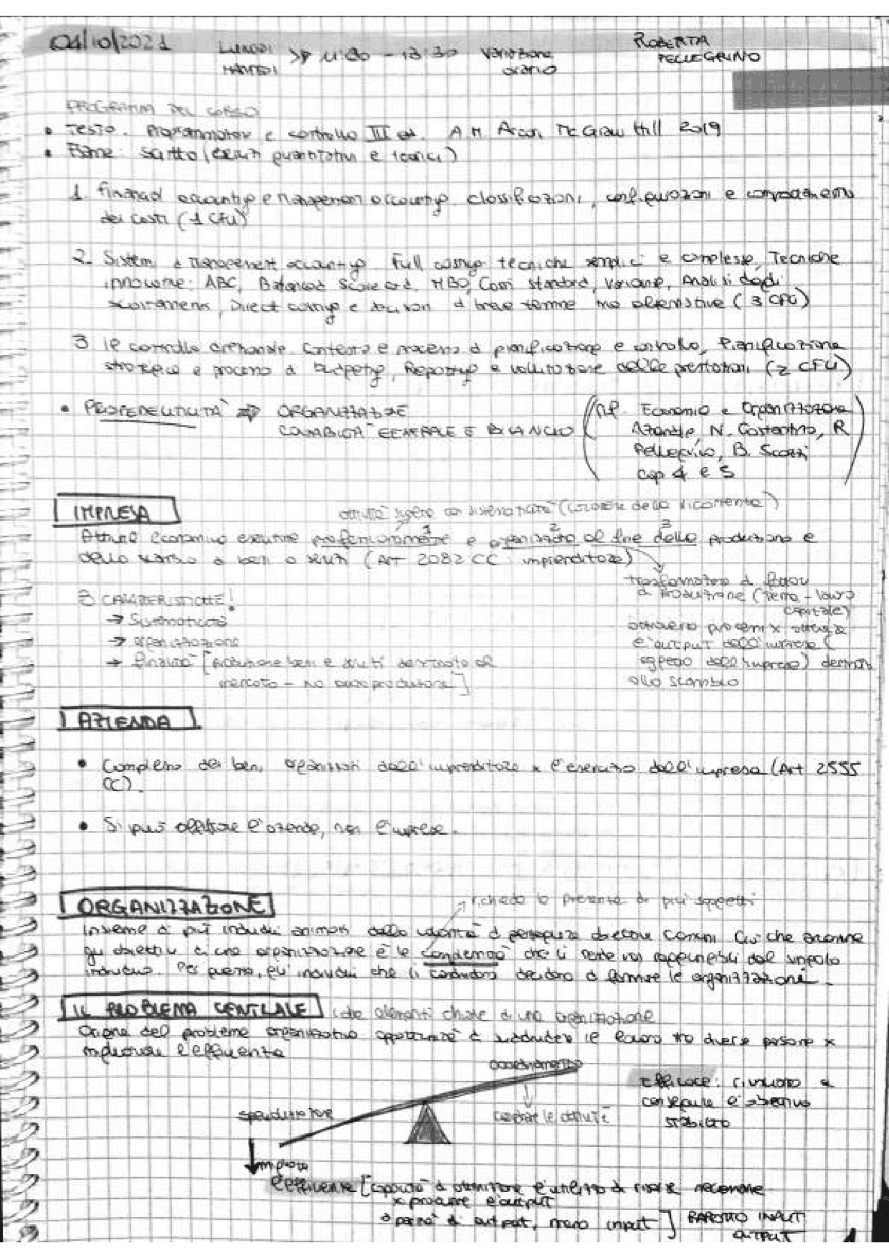 Teoria Di Controllo Di Gestione Docsity