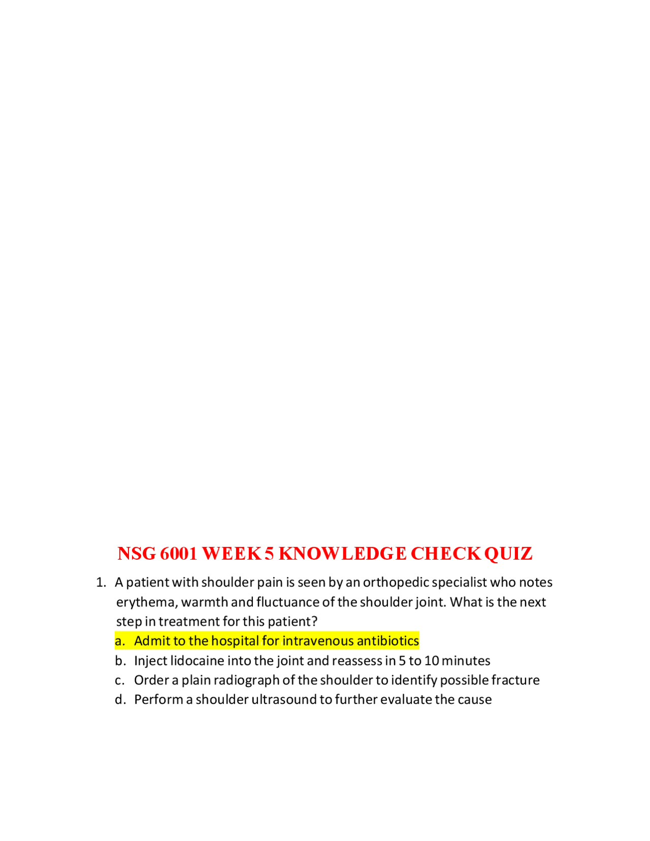 NSG 6001 WEEK 5 KNOWLEDGE CHECK QUIZ.pdf - Docsity