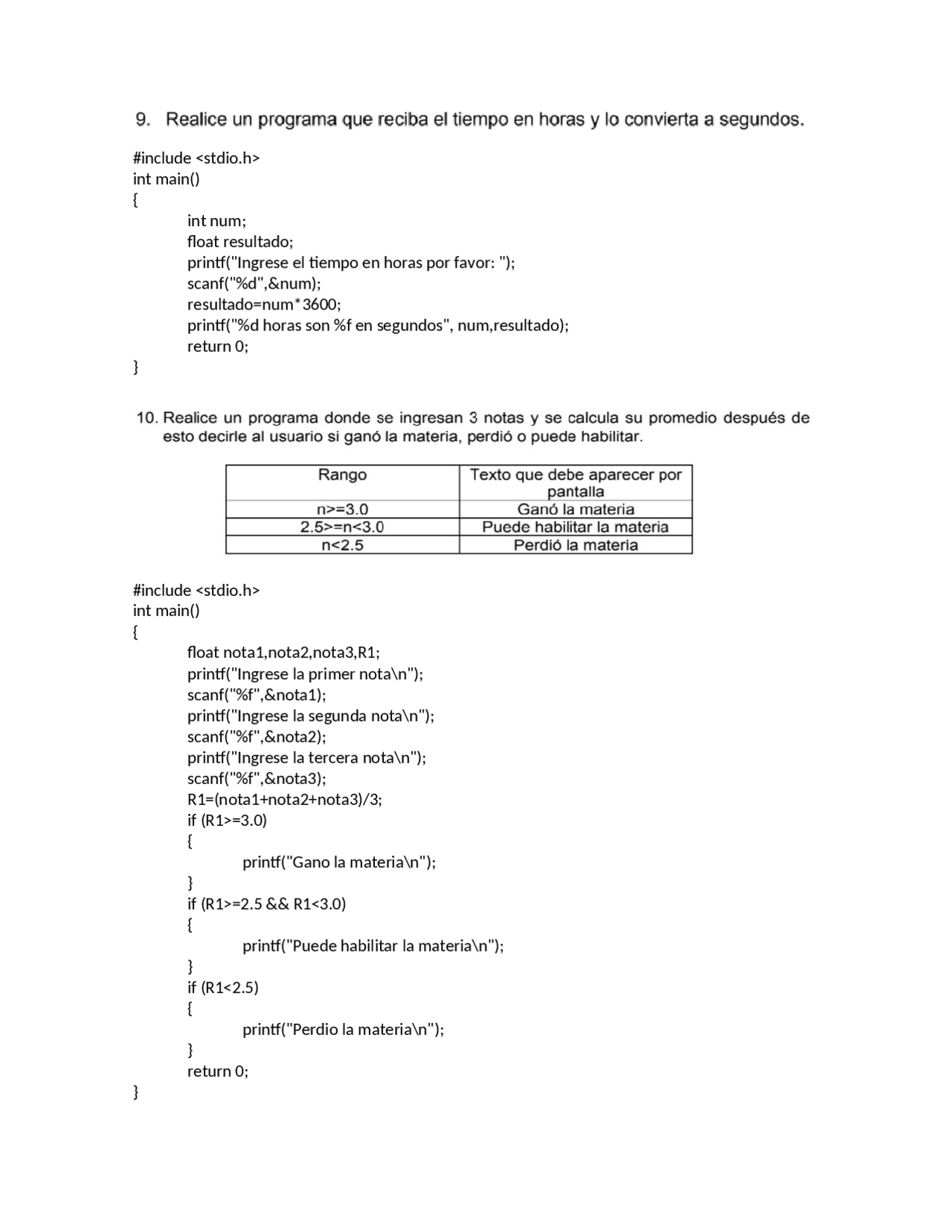 Fundamentos De Programación Ejercicios De Programación C Docsity