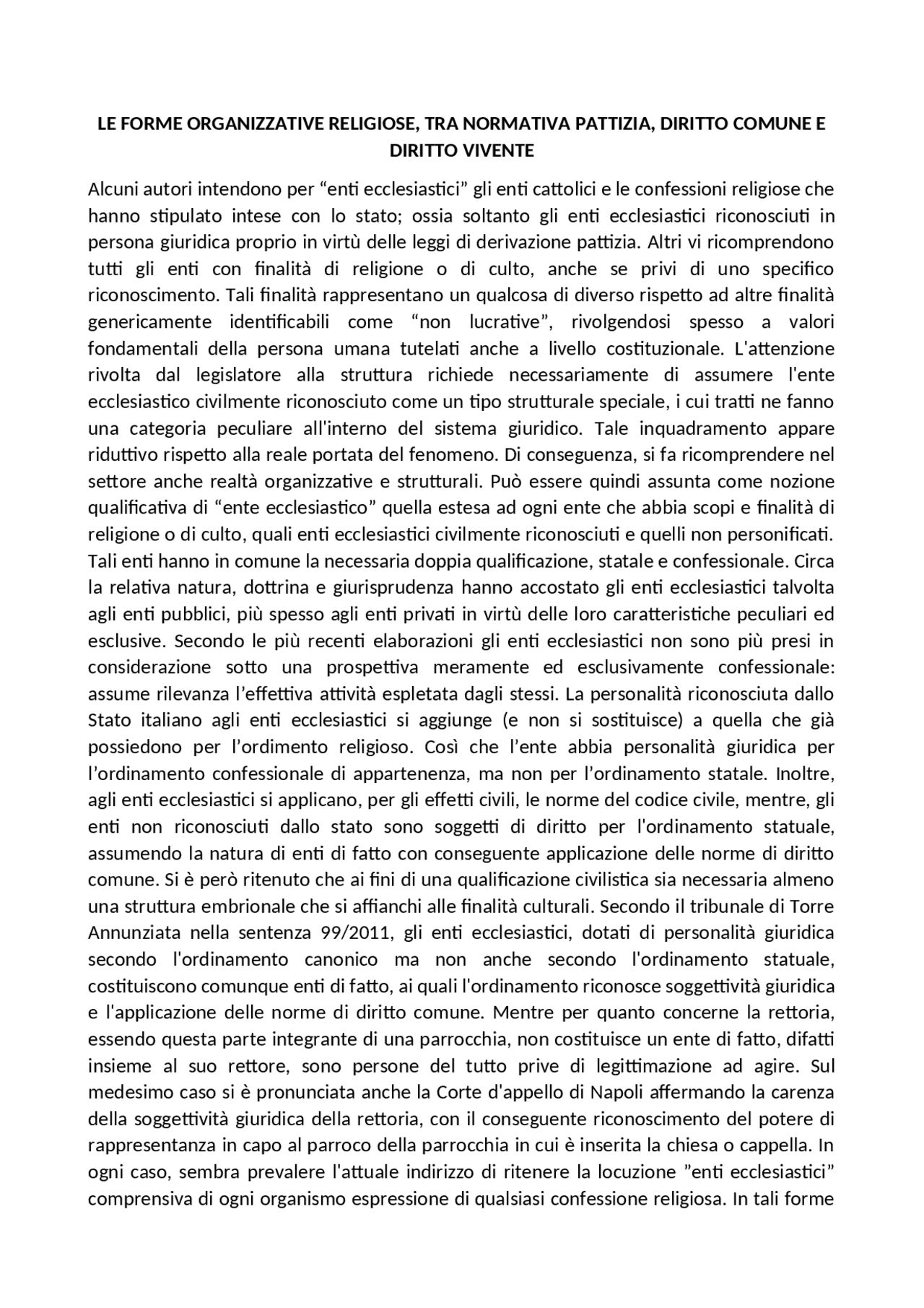 Dispensa Riassunto Appunti Di Diritto Ecclesiastico Docsity