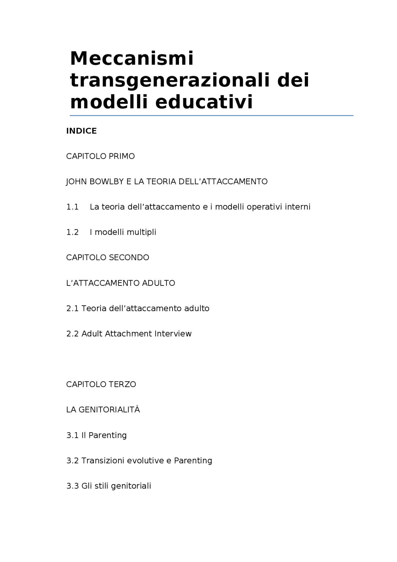 Tesi Meccanismi Transgenerazionali Dei Modelli Educativi Docsity