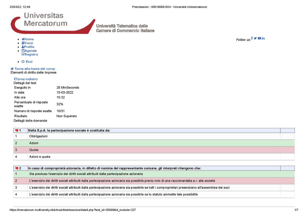 Tutte Le Risposte Elementi Diritto Delle Imprese Ingegneria Gestionale