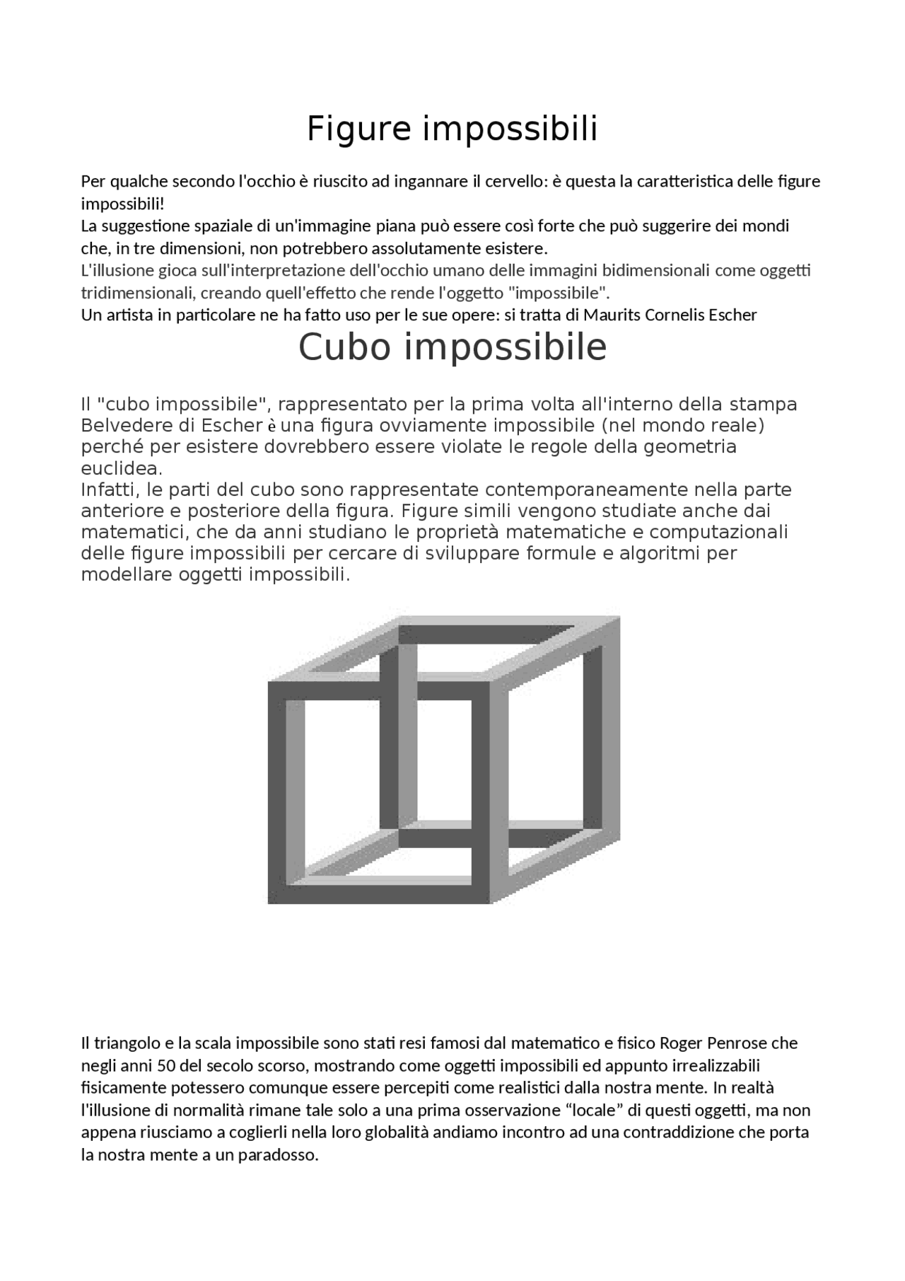 Figure impossibili e arte - Docsity