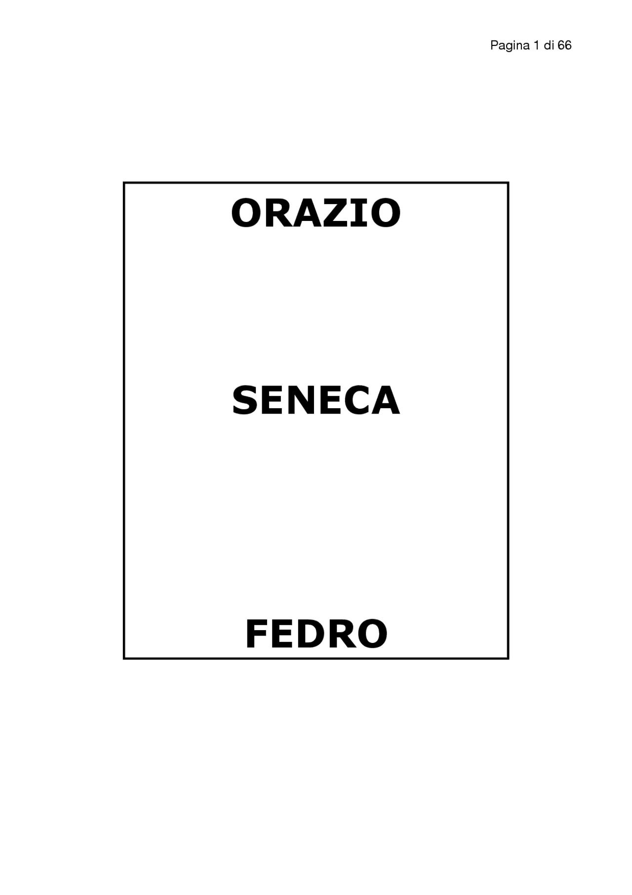 Orazio Seneca E Fedro Docsity