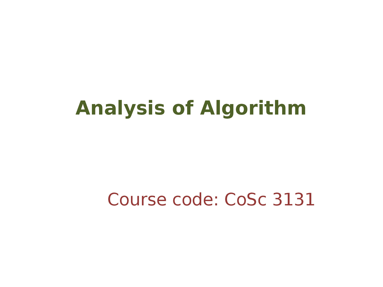 Algorithms Analysis Docsity