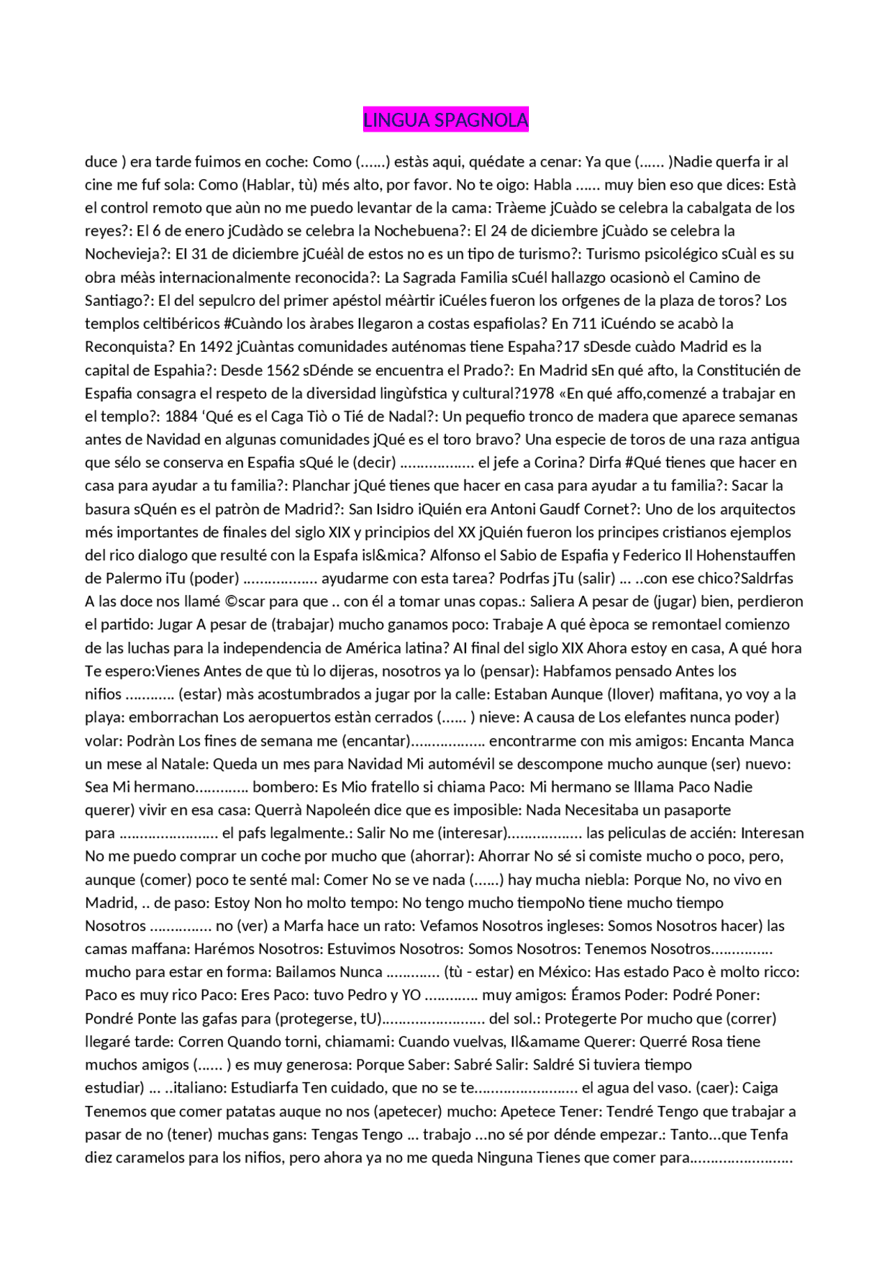 Lingua Spagnola Scienze Motorie File Molto Completo Docsity