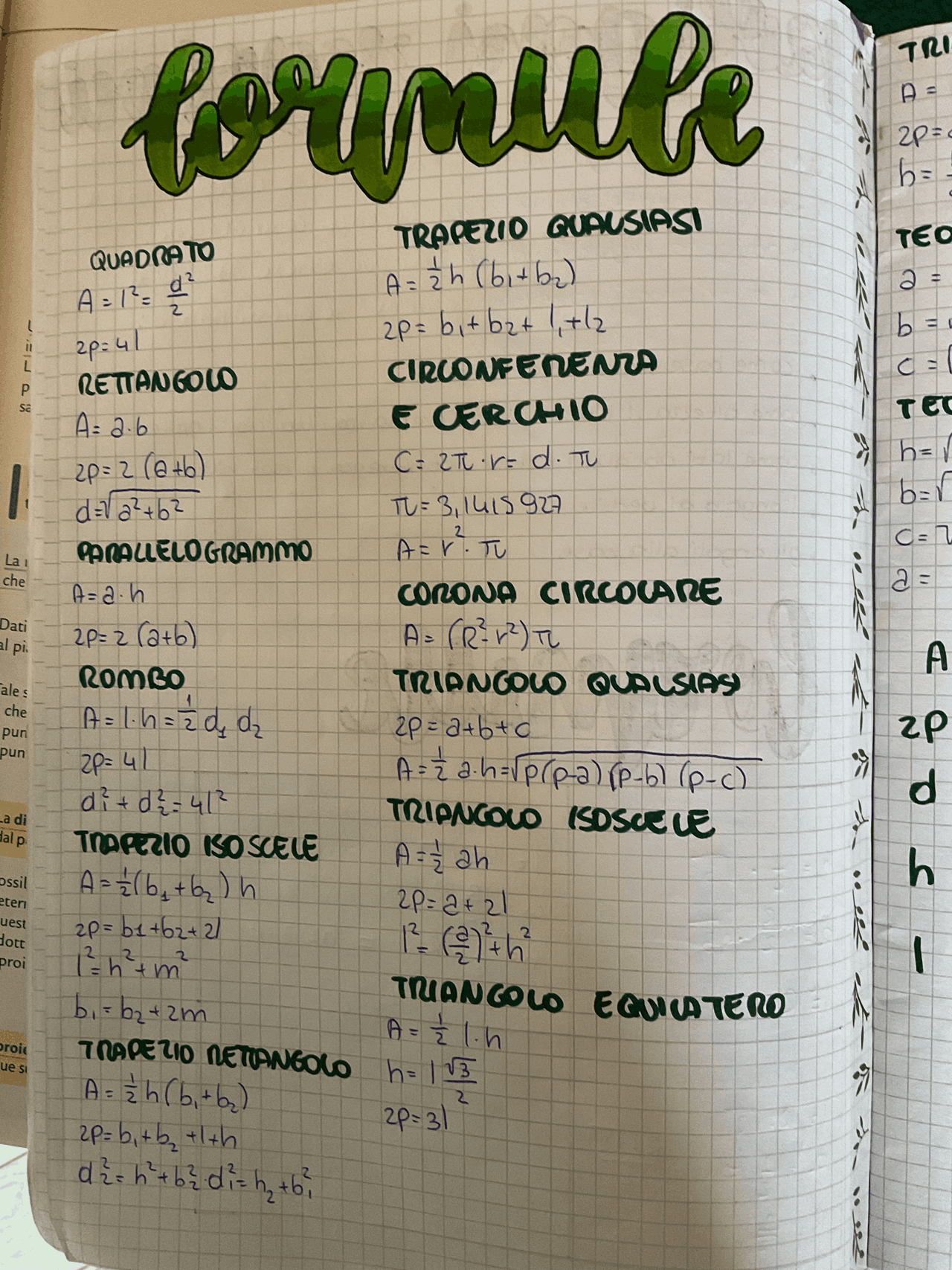 Schema riassuntivo su tutte le formule della geometria piana | Schemi e mappe concettuali di ...