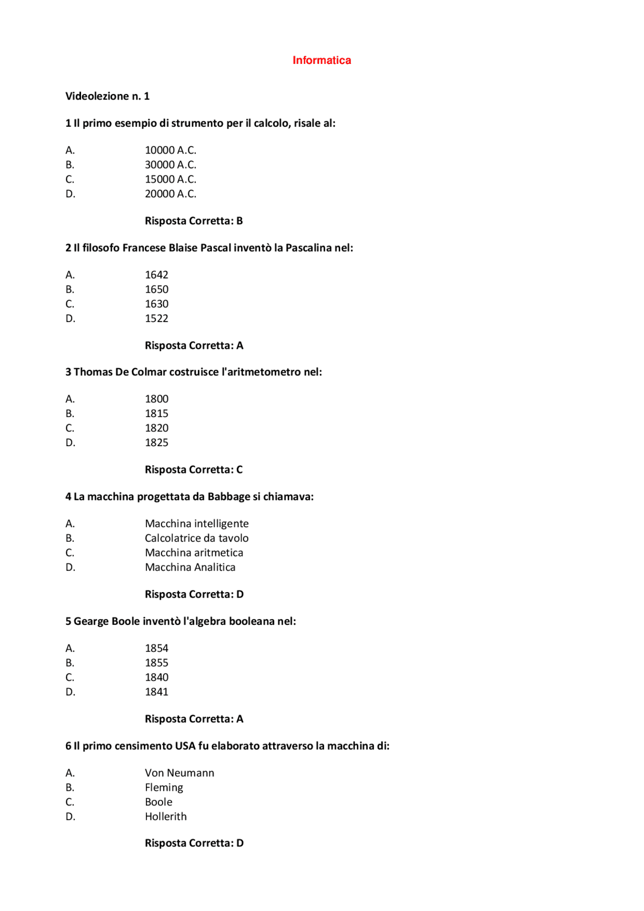 Informatica Agg A Marzo Ingegneria Gestionale L 9 Mercatorum Docsity