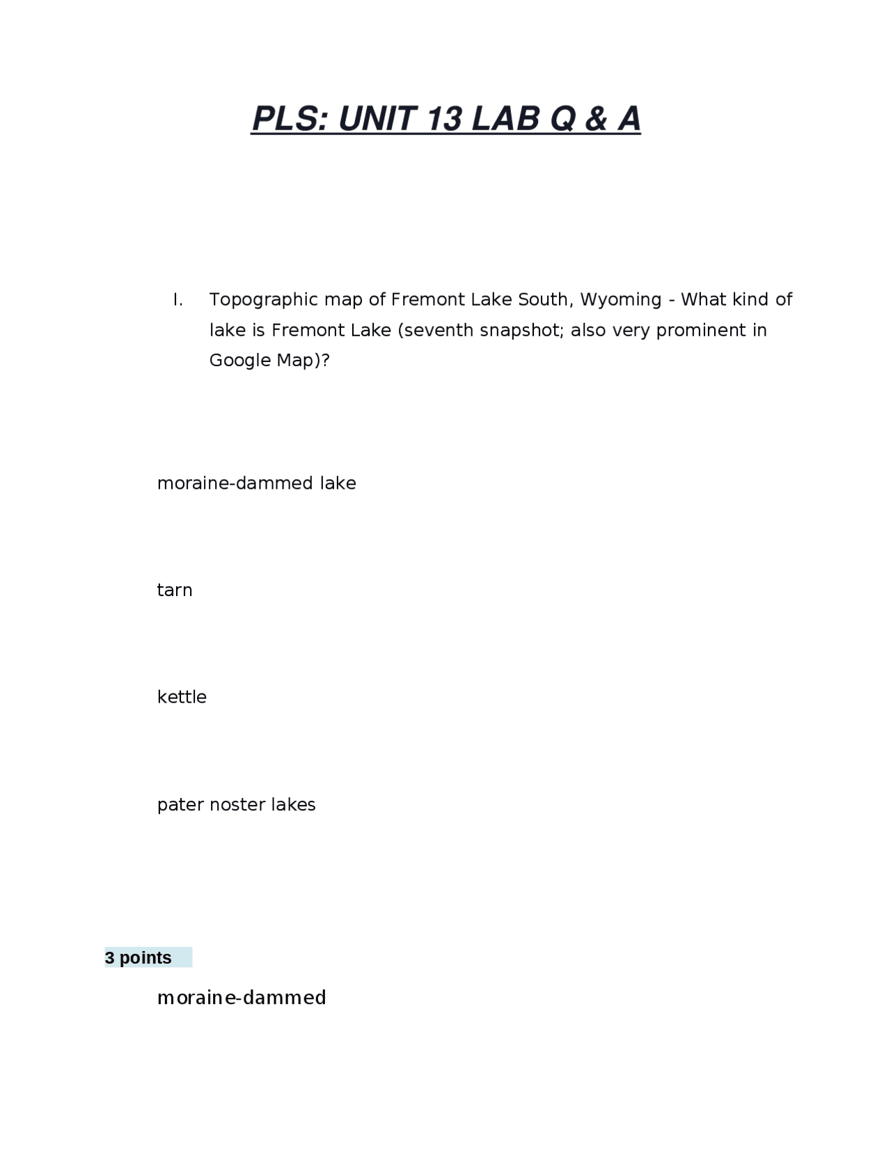 PLS: UNIT 13 LAB Q & Answers - Docsity