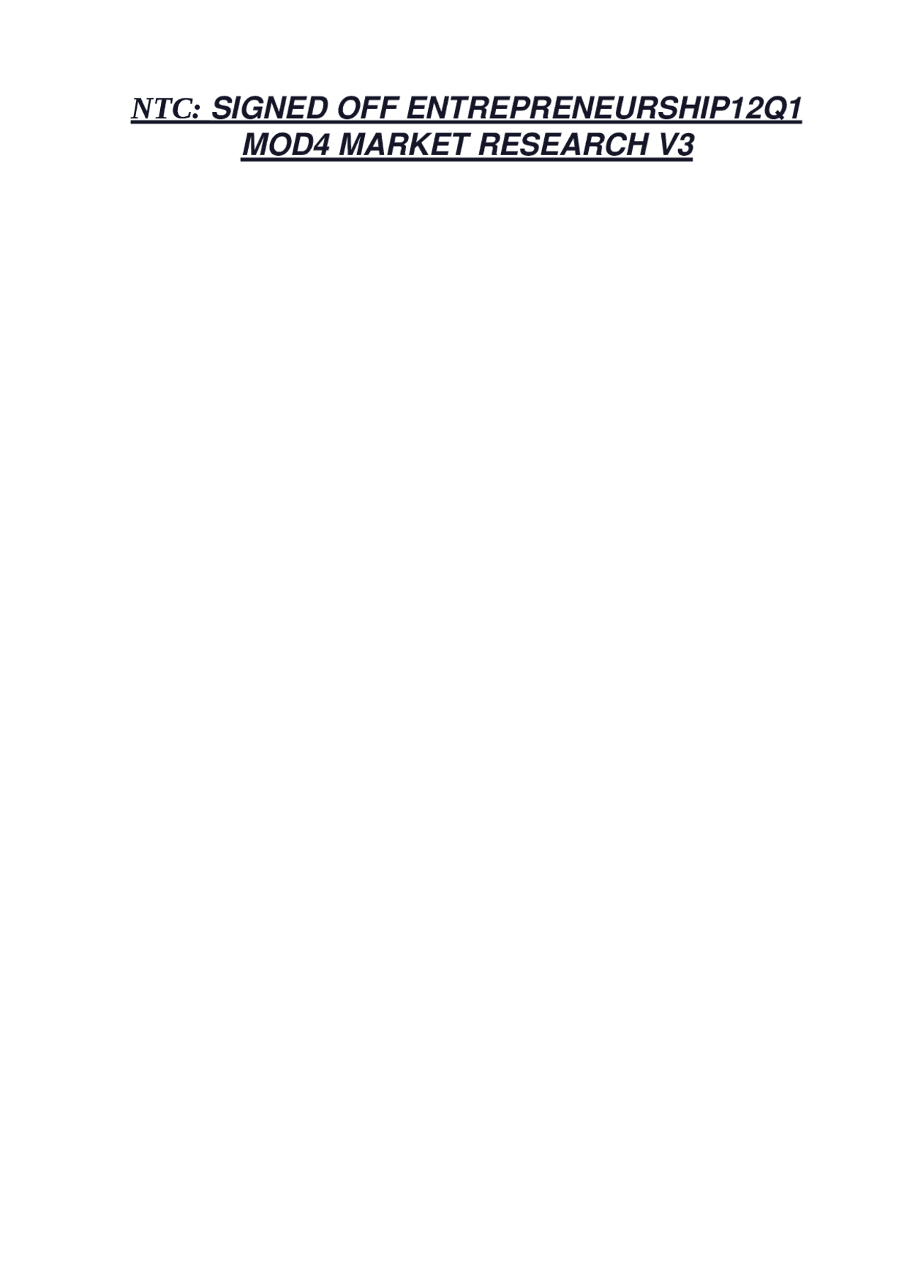 NTC: SIGNED OFF ENTREPRENEURSHIP12Q1 MOD4 MARKET RESEARCH V3 - Docsity