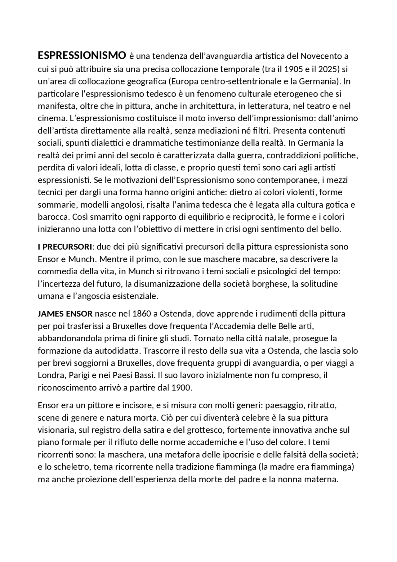 Il movimento artistico espressionismo - Docsity