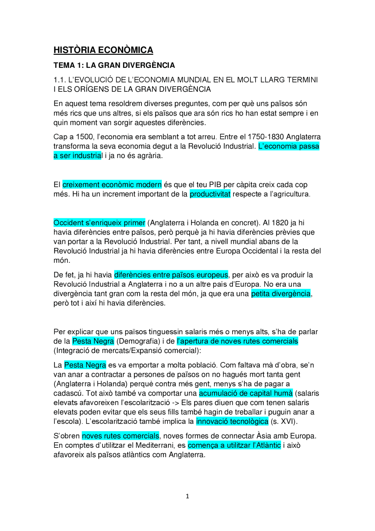 Apunts Història Econòmica Ade Ub Docsity