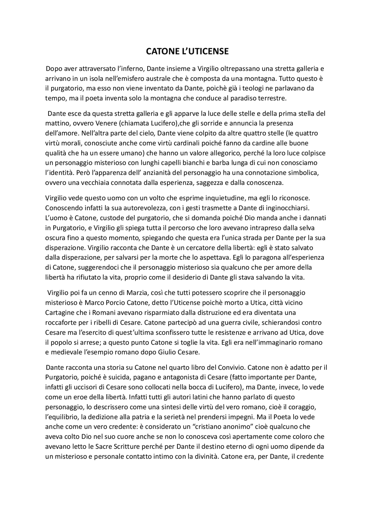 Testo su Catone l'Uticense - Docsity