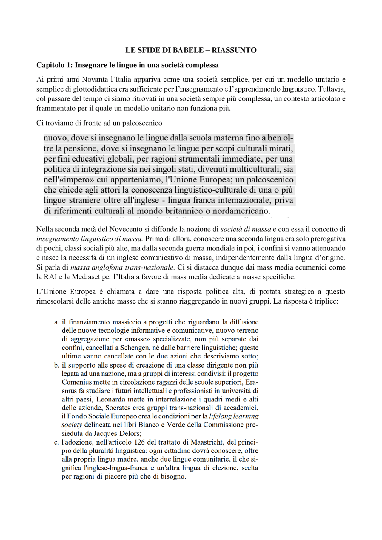 Le Sfide Di Babele Riassunto Cap 12346 Docsity