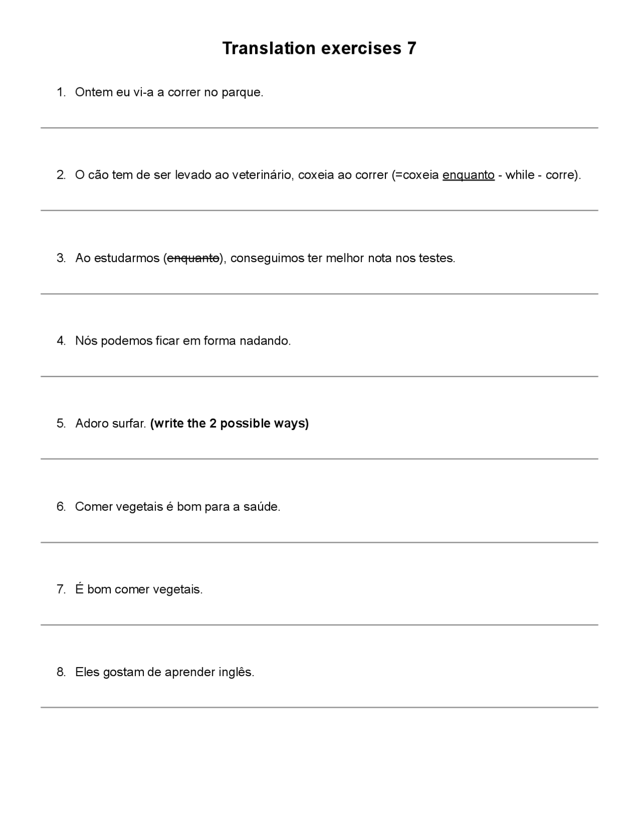 Translation exercises - Docsity
