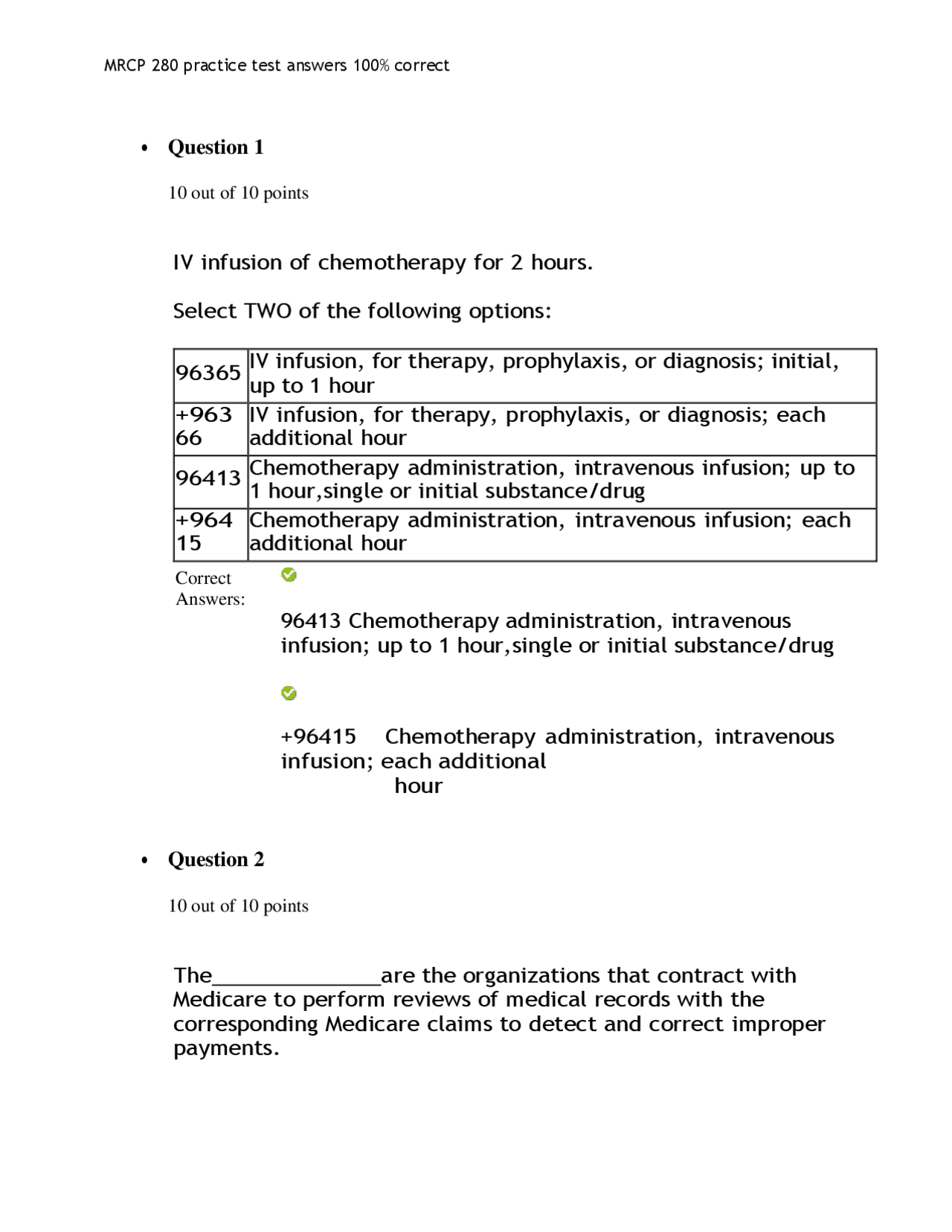 MRCP 280 practice test answers 100% correct | Exams Nursing | Docsity