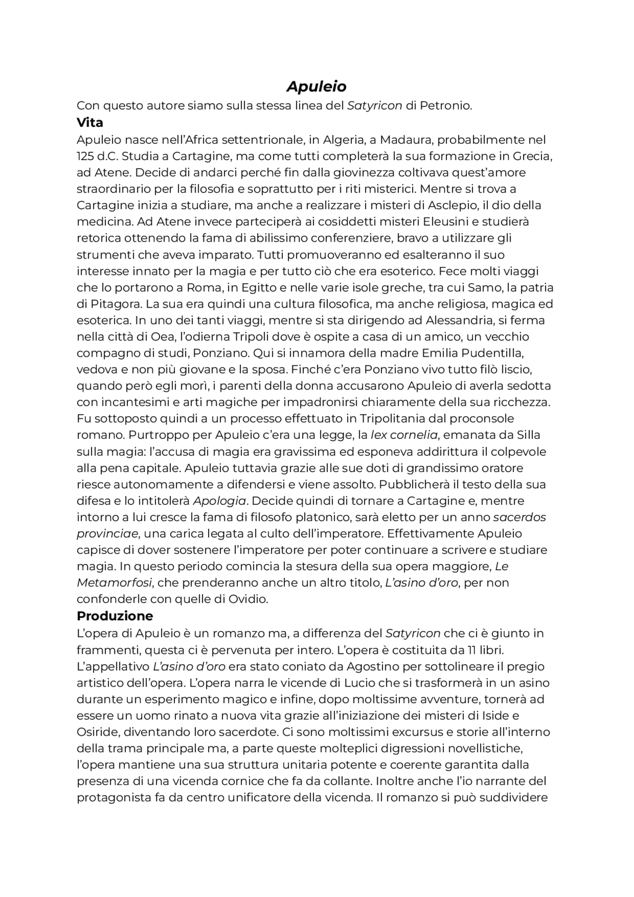 Apuleio vita e opere - Docsity