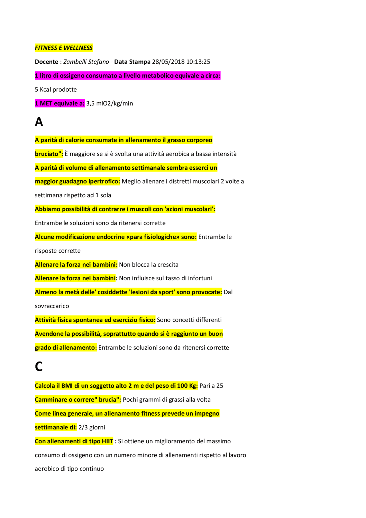 Paniere Fitness E Wellness Docsity