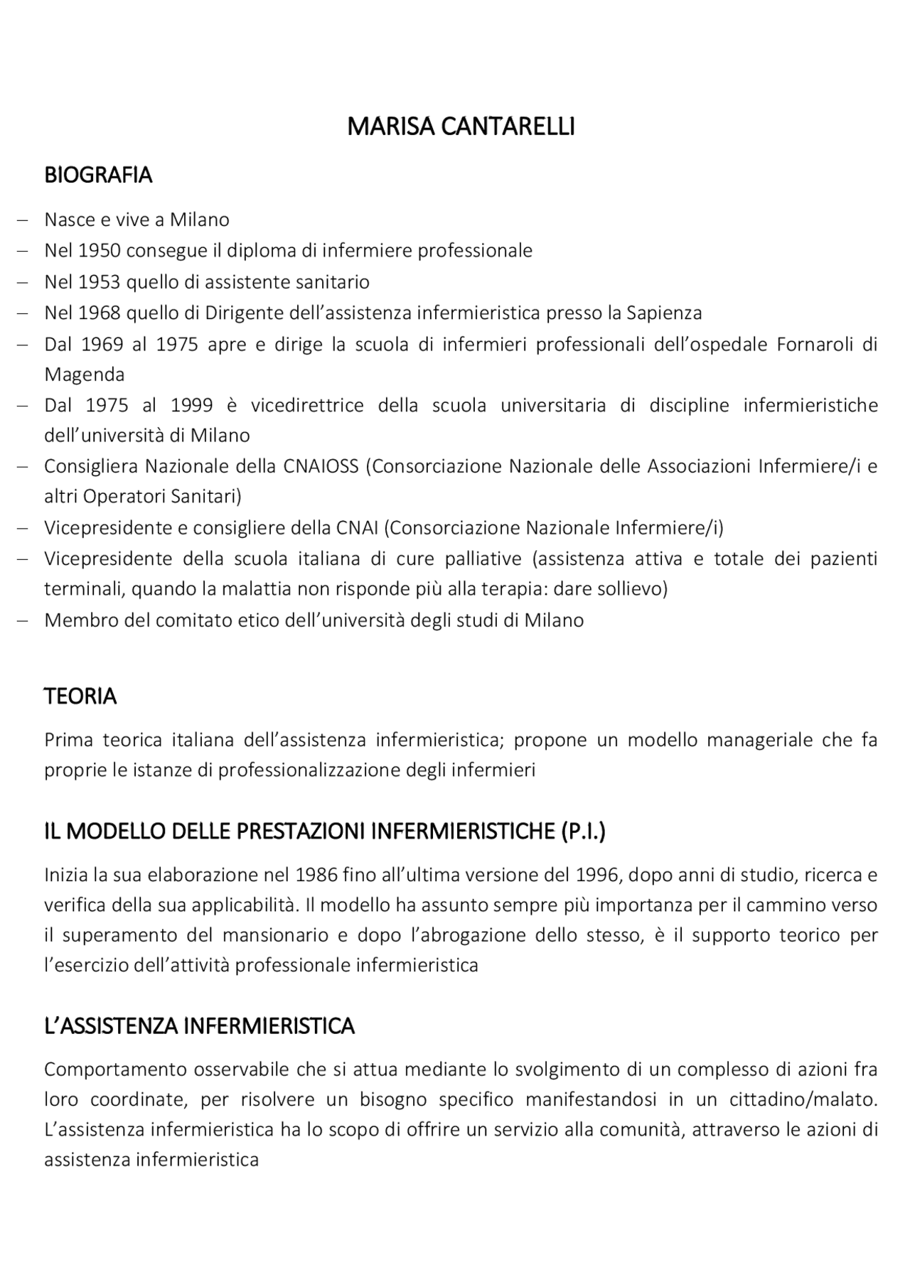 Principi Di Assistenza Infermieristica Marisa Cantarelli Docsity