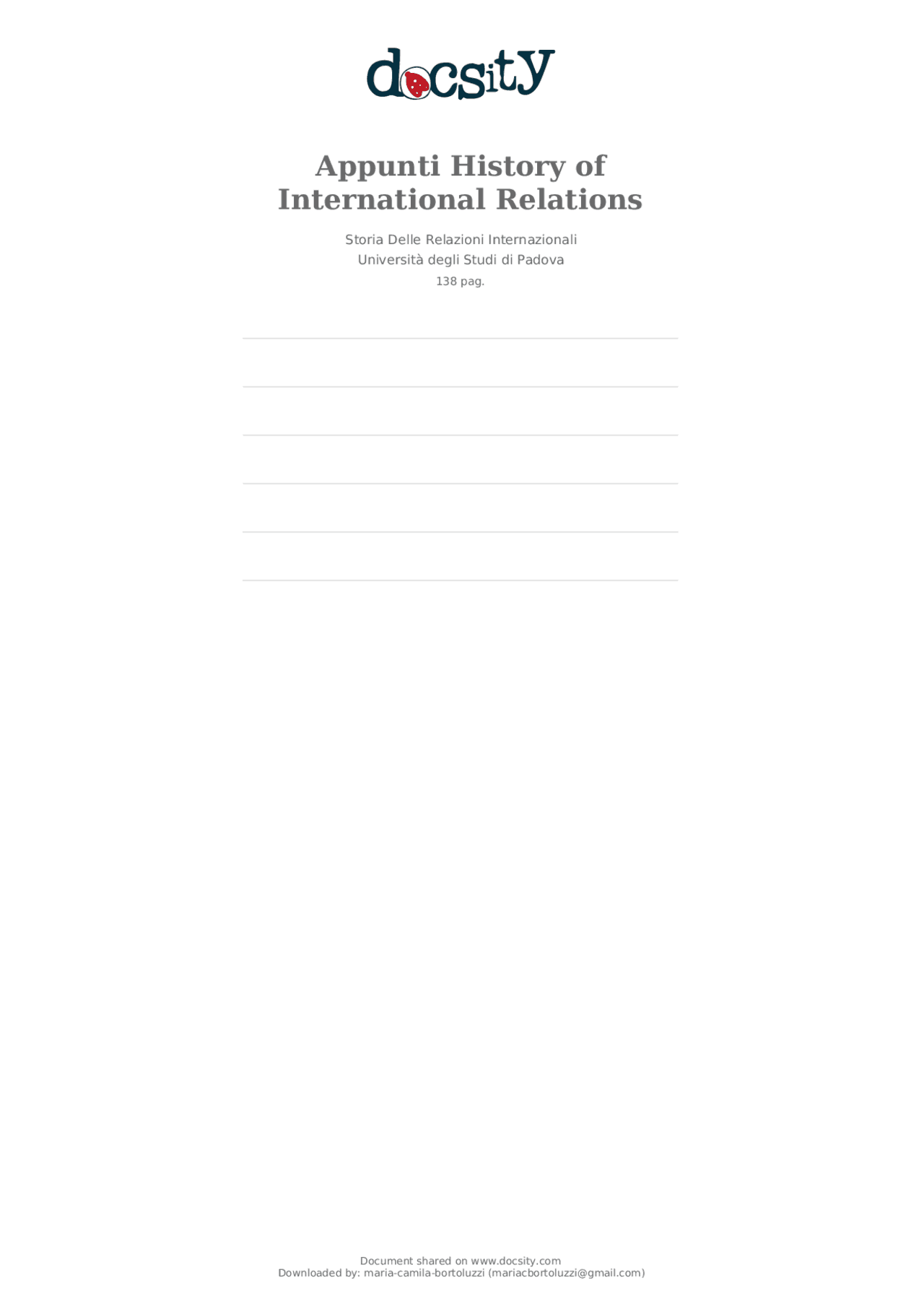 Appunti History Of International Relations Docsity