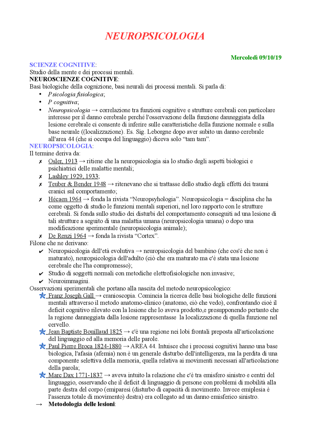 Manuale Di Neuropsicologia Docsity