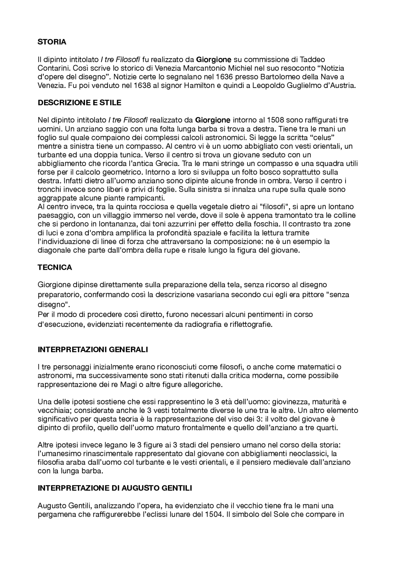 I tre filosofi di Giorgione - Docsity